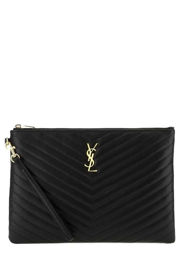 Saint Laurent Leather Jolie Ipad Holder - Black