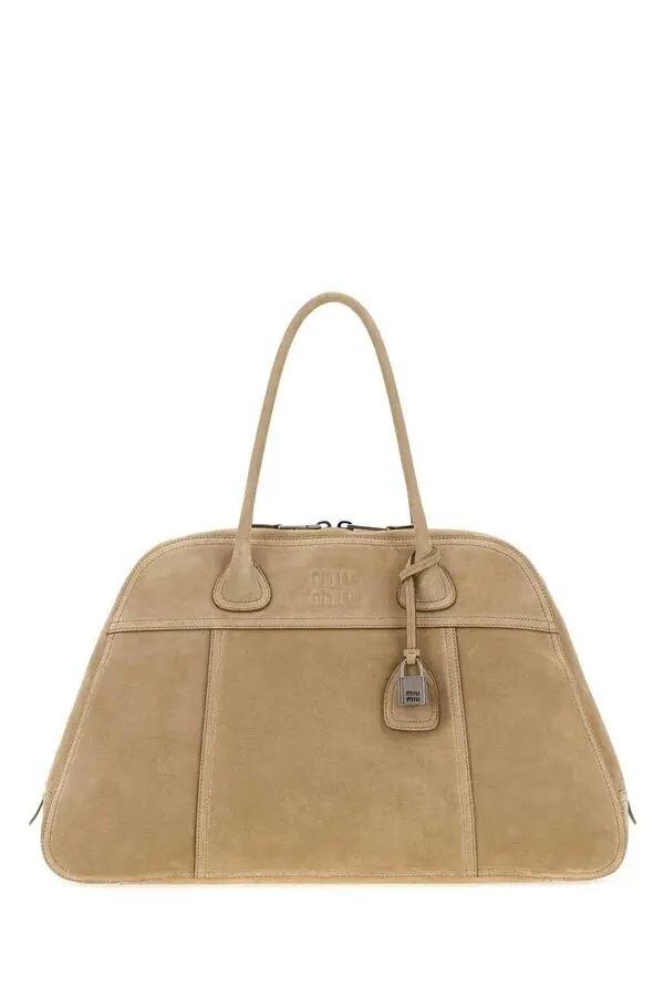 Miu Miu Beige Suede Vivant Shopping Bag - Brown