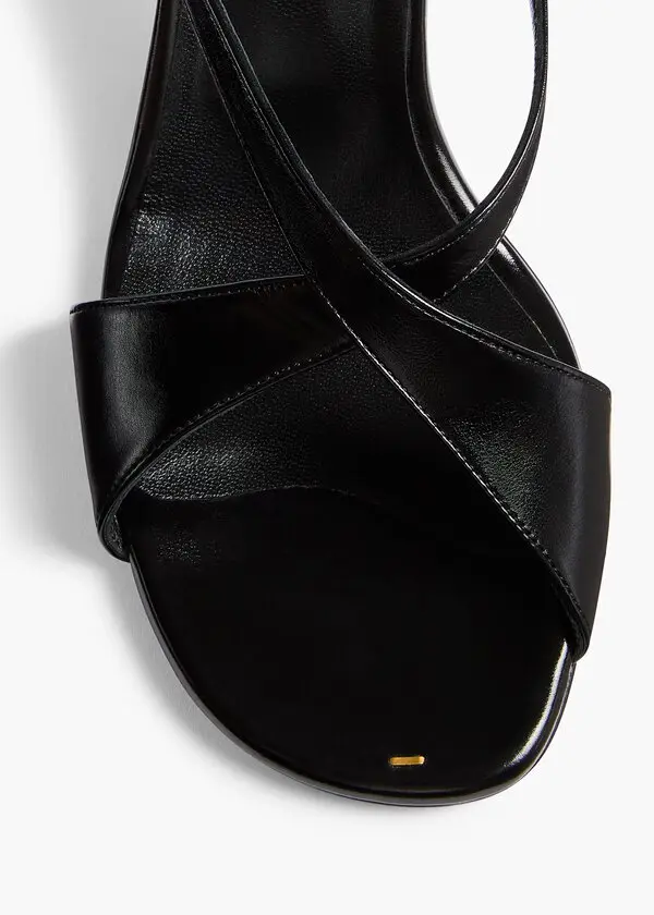 Khaite Liria Ankle Strap Sandal In Glazed Leather