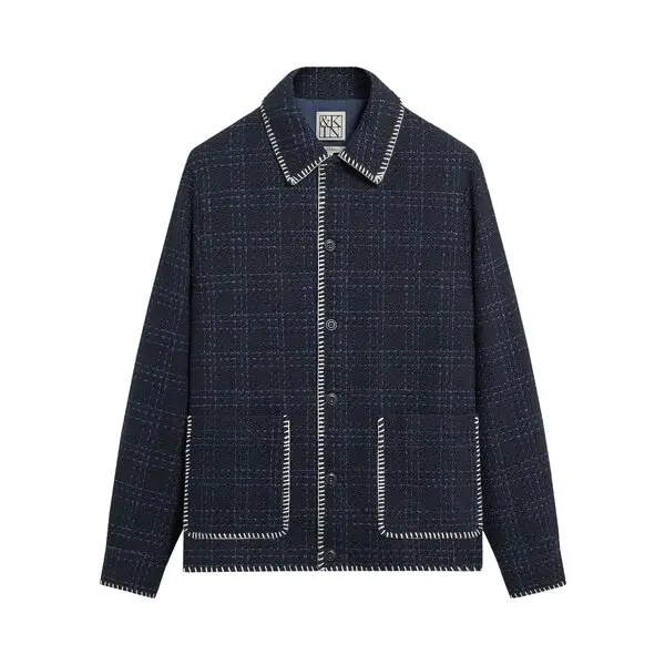 Kith Kin Tweed Boxy Collared Overshirt 'nocturnal - Black