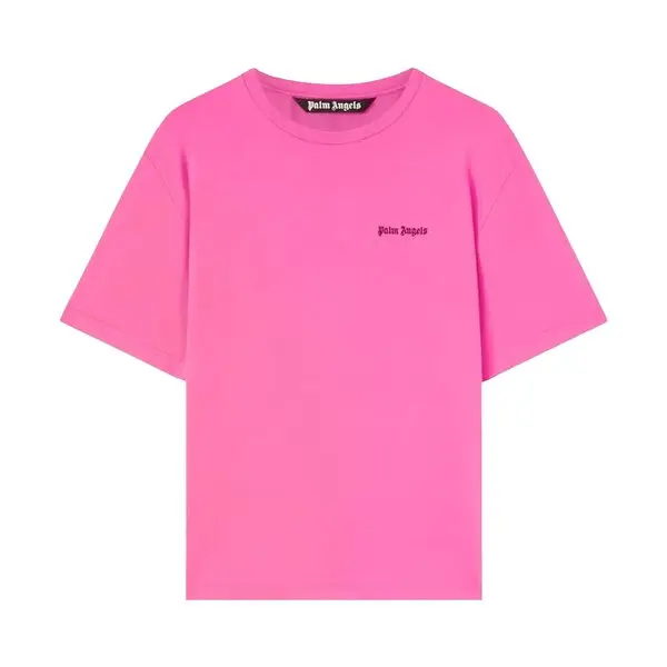 Palm Angels Embroidered Logo Slim Tee 'fuchsia/black