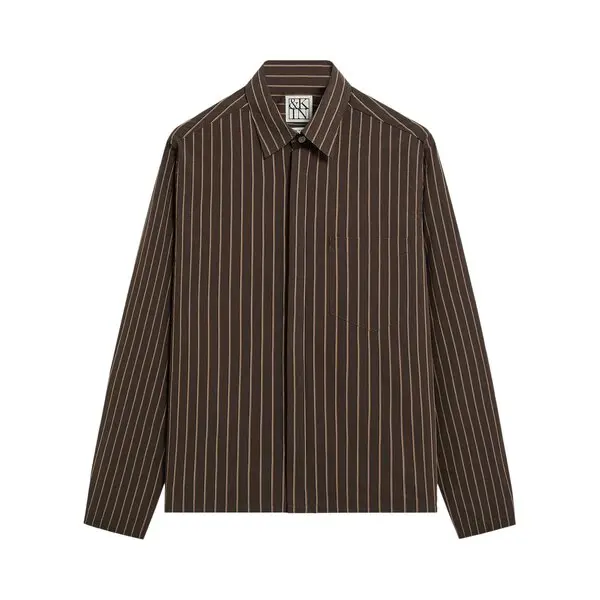 Kith Kin Striped Poplin Nico Shirt 'derby - Brown