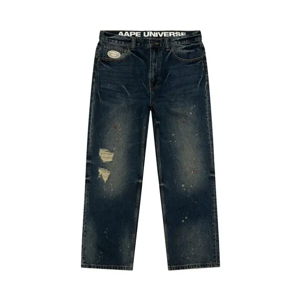 AAPE Unvs Unvs Distressed Jeans /beige