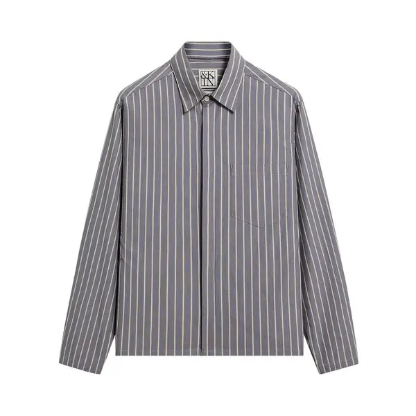 Kith Kin Striped Poplin Nico Shirt 'chasm - Grey