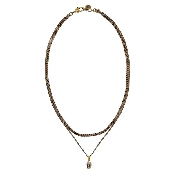 Alexander McQueen Skull Pendant Necklace - Gold