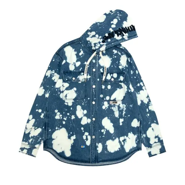 AAPE Unvs Unvs Splatter Printed Hooded Long Sleeve Shirt /light - Blue
