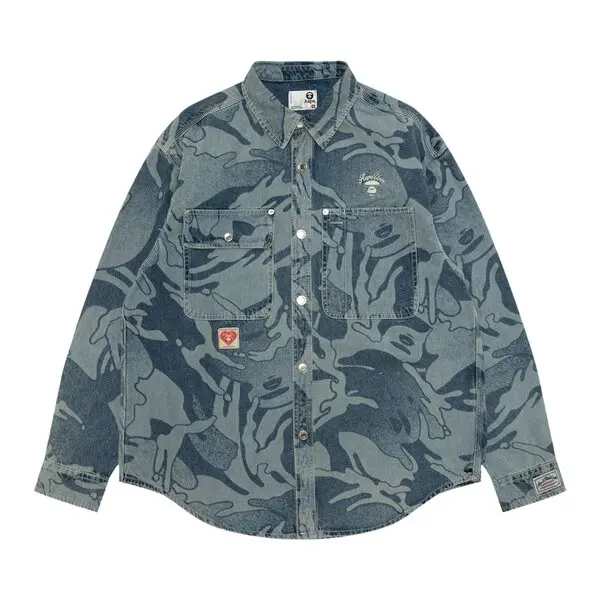 AAPE Unvs Unvs Camo Denim Long Sleeve Shirt /yellow