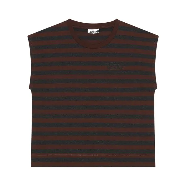 GANNI Software Stripe Sleeveless Tee