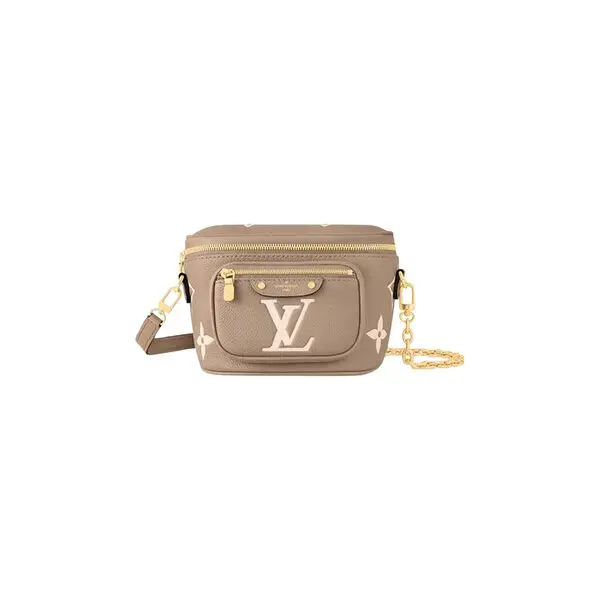 LOUIS VUITTON Mini Bumbag 'tourterelle Beige / Cream Monogram Embossed Empreinte Cowhide Leather - Tan