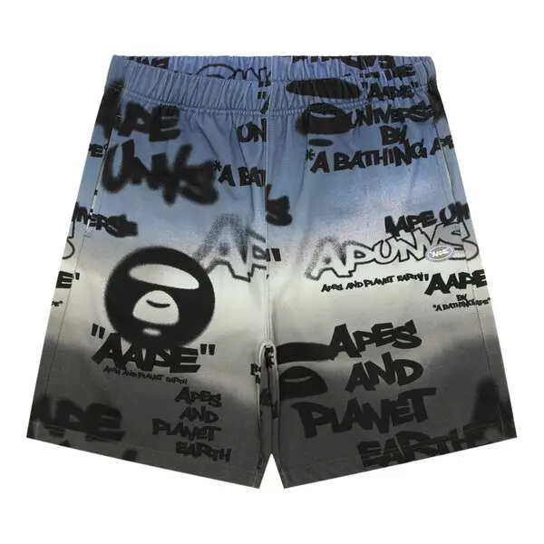 AAPE Unvs Unvs Graffiti-print Sweat Shorts /purple