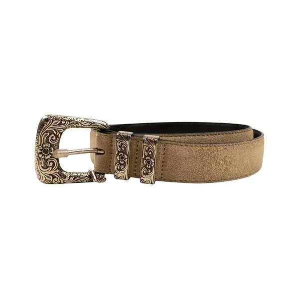 Amiri Engraved Buckle Suede Belt 'beige