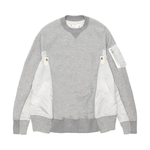 Sacai Sponge Sweat X Ma-1 Pullover - Grey