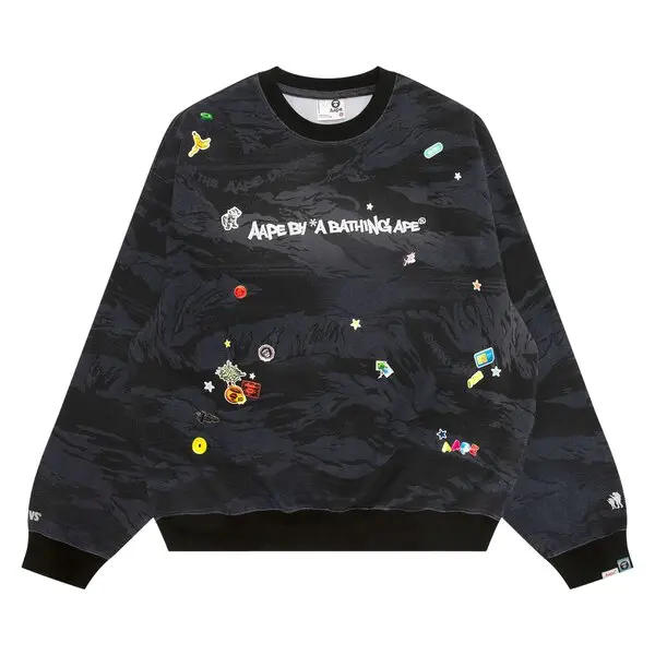 AAPE Sticker Print Crew Neck Sweatshirt
