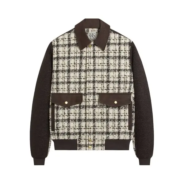 Kith Kin Mixed Tweed Hawthorne Flight Jacket 'sandrift