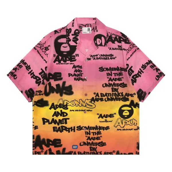 AAPE Unvs Unvs Graffiti-print Short Sleeve Shirt /orange