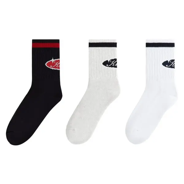Kith 3-pack Striped Cotton Mid Crew Socks 'multi