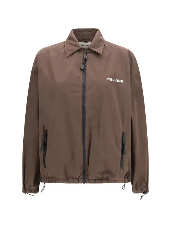 Miu Miu Gabardine Jacket With Zip - Brown