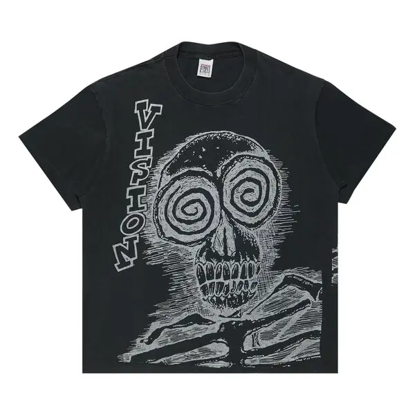 Vintage Vision Street Wear Skull And Bones T-shirt - Black