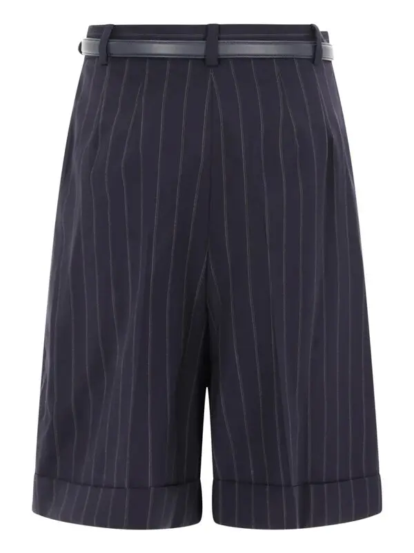 Max Mara Wool Bermuda Shorts With Belt - Blue