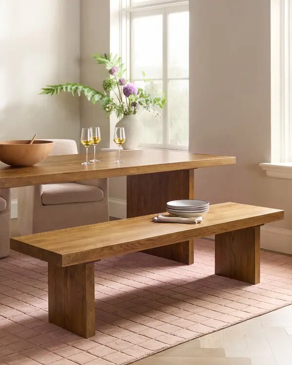 Quince Solid Wood Plank Dining Bench