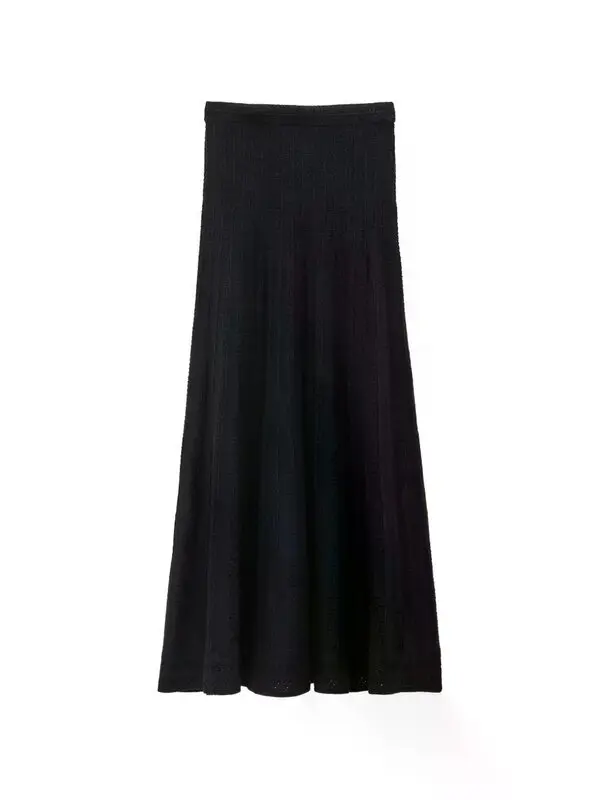 Ba&sh Pointelle-knit A-line Maxi Skirt - Black