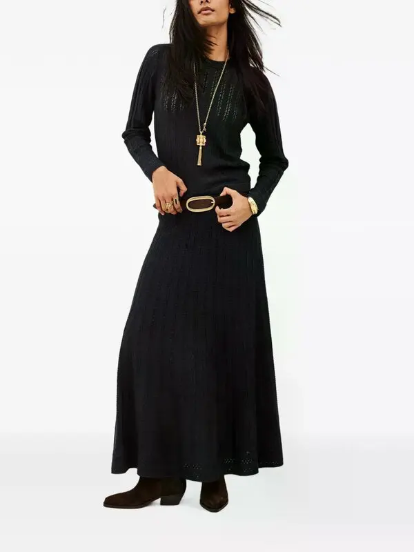 Ba&sh Pointelle-knit A-line Maxi Skirt - Black