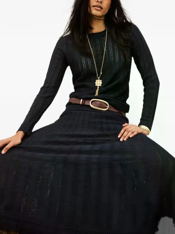 Ba&sh Pointelle-knit A-line Maxi Skirt - Black