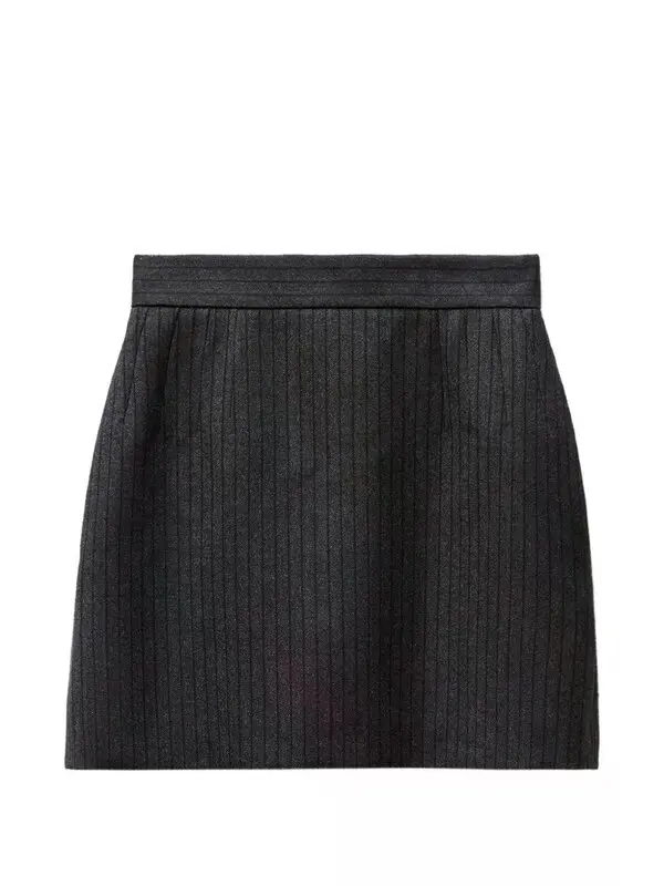 Versace Pinstripe Wool Twill Mini Skirt - Grey
