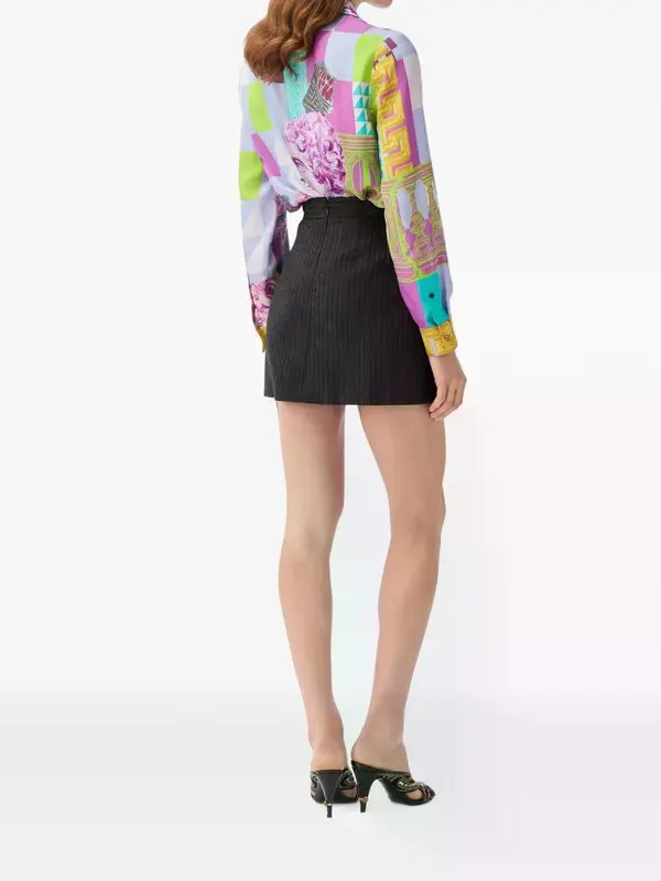 Versace Pinstripe Wool Twill Mini Skirt