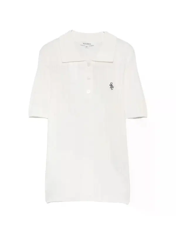 SPORTY & RICH Josefa Ribbed-knit Polo Shirt - White