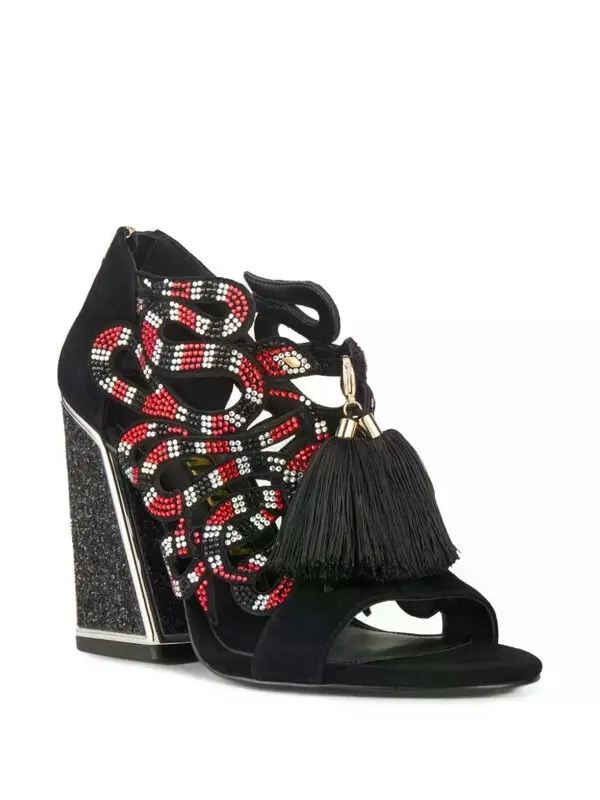 KAT MACONIE Aya Saba Snake-embellished Tassel Sandals - Black