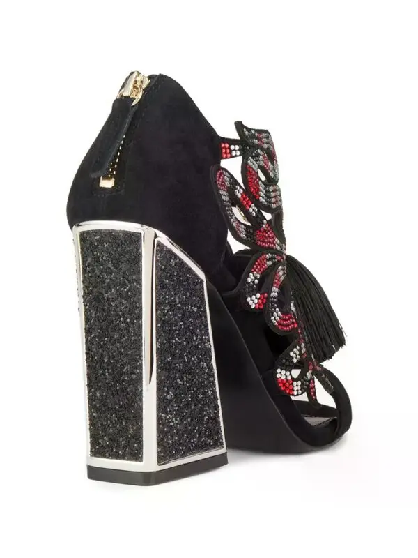 KAT MACONIE Aya Saba Snake-embellished Tassel Sandals - Black