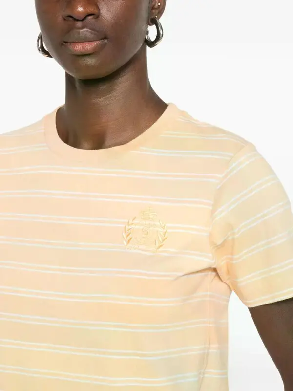 Sporty & Rich Ferdy Striped Embroidered T-shirt - Yellow