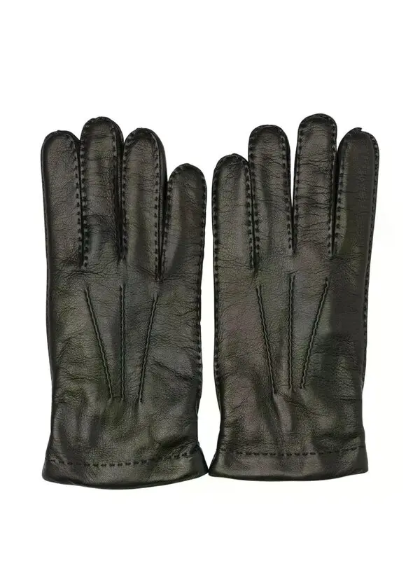 RESTELLI Stitch-detail Leather Gloves - Black