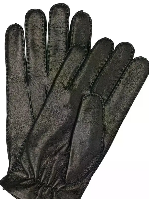 RESTELLI Stitch-detail Leather Gloves - Black