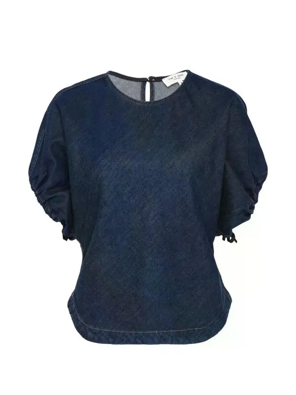 Rag & Bone Laura Ruched-sleeve Top - Blue