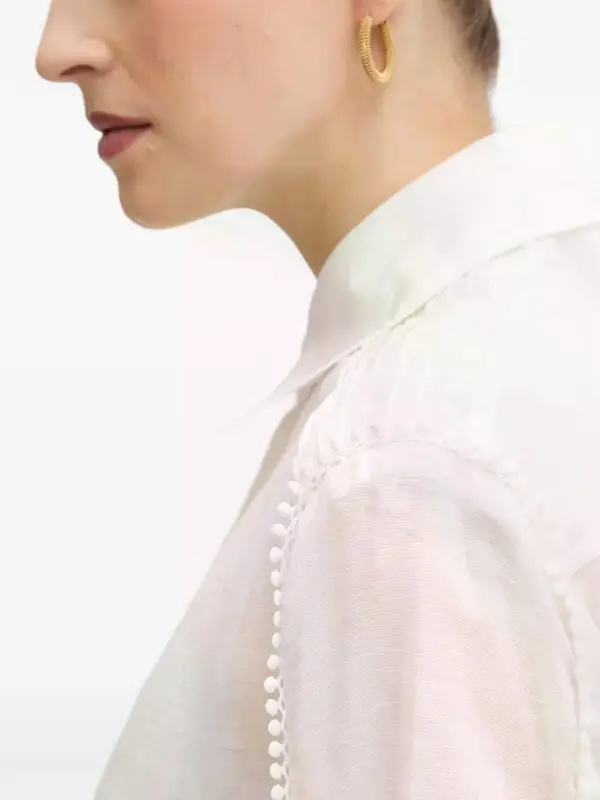 SILVIAN HEACH Pompom-detail Collared Shirt - White