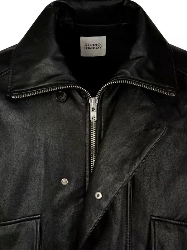 STUDIO TOMBOY Elasticated-hem Faux-leather Jacket
