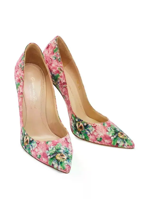 GIANVITO ROSSI Floral-print Pointed-toe Pumps