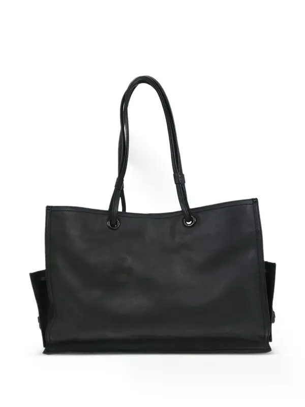 Loewe 2006 Appliqué Leather Tote Bag - Black