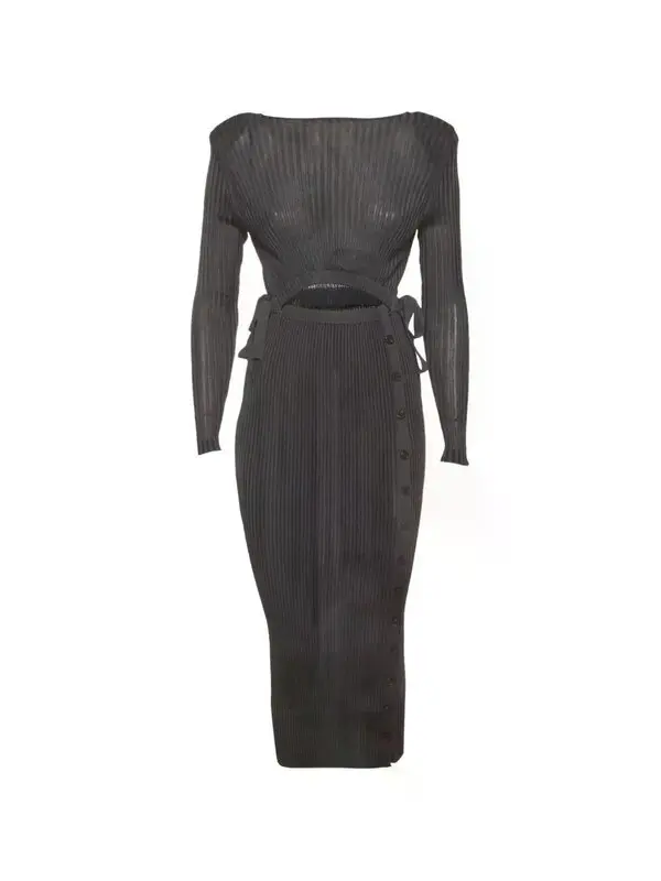 SELF-PORTRAIT Cut-out Rib-knit Midi Dress