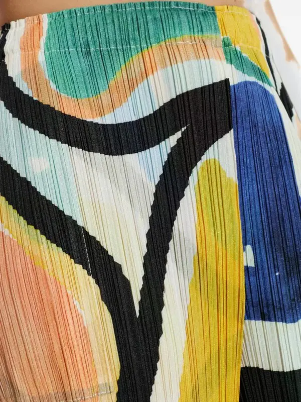 Issey Miyake Roll Plissé-effect Abstract-print Trousers