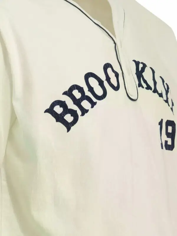 Whitesville Brooklyn 19' Baseball Graphic-print Cotton T-shirt - Neutrals