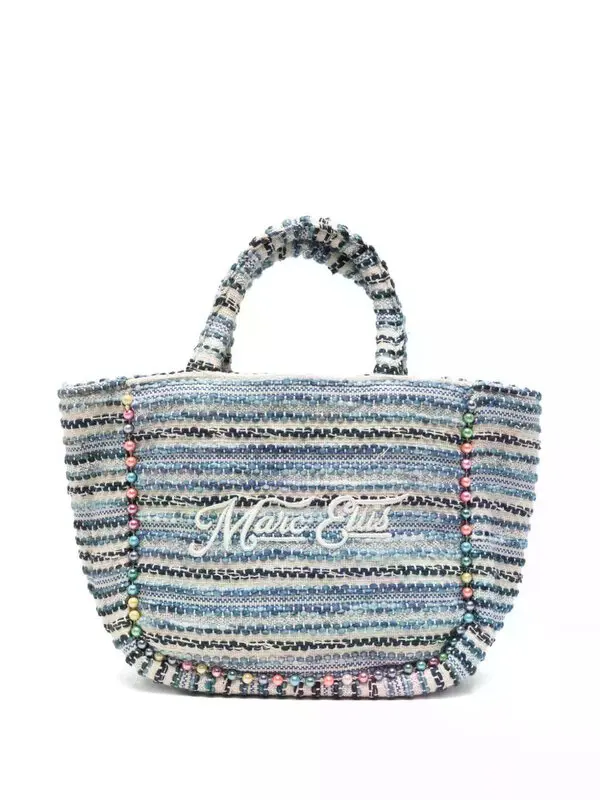 MARC ELLIS Bead-embellished Logo-embroidered Tote Bag - Blue