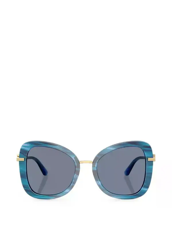 Dolce & Gabbana Striped Geometric-frame Sunglasses - Blue