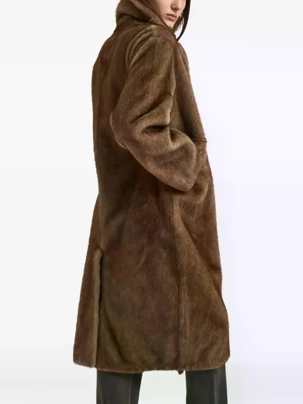 SWORD 6644 Faux-fur Single-breasted Coat