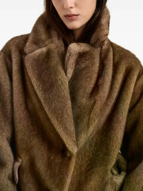 SWORD 6644 Faux-fur Single-breasted Coat