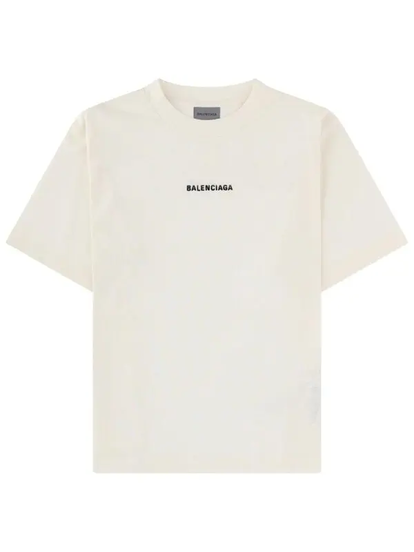 Balenciaga Logo Cotton T-shirt - Cream