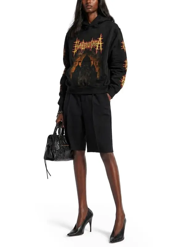 Balenciaga Logo Print Cotton Hoodie