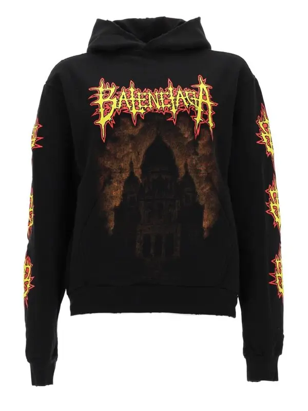 Balenciaga Logo Print Cotton Hoodie